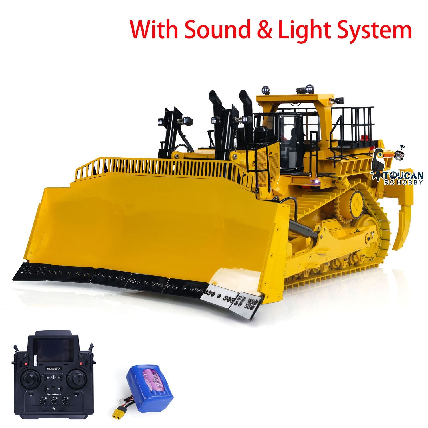 1/14 D11T 3-Plow RC Hydraulic Bulldozer PL18EV Sound Light Smoke ...